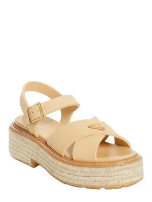 Prada Stride Flow Espadrille Platform Sandals - Naturale