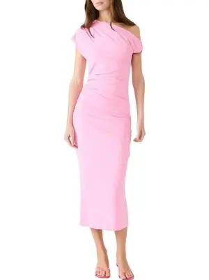 Steve Madden Gracelyn Ruched One-shoulder Midi Dress - Pink Taffy