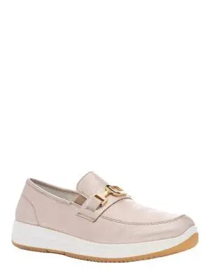 ARA Pebbled Leather Wedge Loafer - Sand