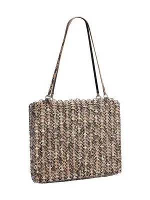 Rabanne 1969 Snakeskin Print Shoulder Bag - Snake Avorio/silver