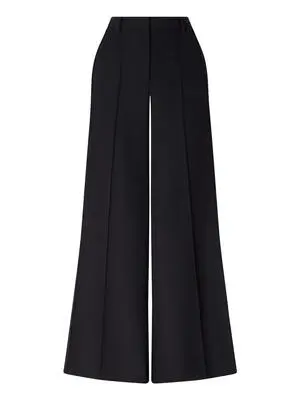 TWP Bond St. Wool Wide-leg Trousers - Black