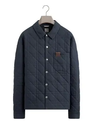 Dior Cannage Overshirt With Leather Patch - Navy Blue Cotton