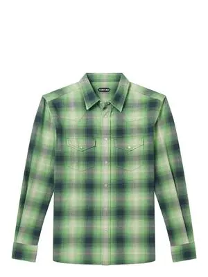 TOM FORD Slim-fit Checked Cotton-flannel Shirt - Green