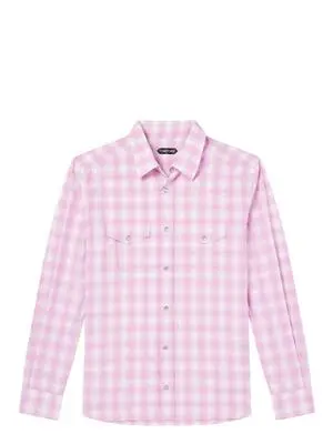 TOM FORD Checked Cotton-poplin Shirt - Pink