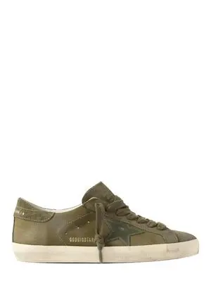 GOLDEN GOOSE Super-star Distressed Leather Sneakers - Green