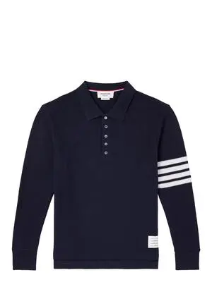 Thom Browne Striped Cotton-piqué Polo Shirt - Blue