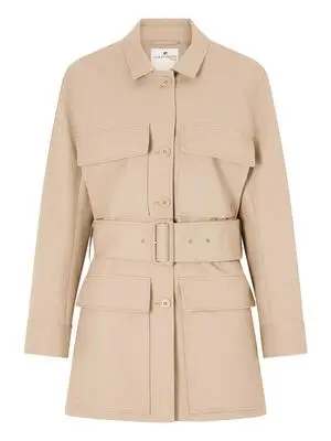COURREGES Belted Cotton-gabardine Coat - Neutrals
