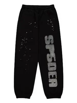 SP5DER Rhinestone Silk Sweatpant - Black