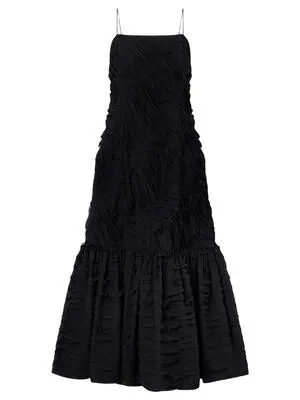 Ulla Johnson Augustina Pleated Chiffon Midi Dress - Black