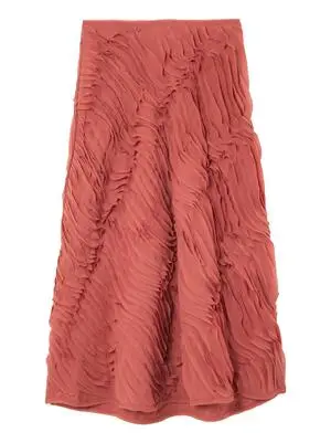 Ulla Johnson Amiko Ruffled Chiffon Midi Skirt - Brown