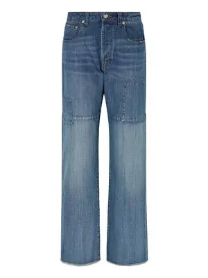 WALES BONNER Chance Frayed Straight-leg Jeans - Blue