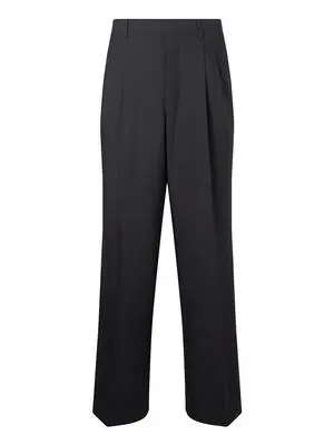Ami Wide-leg Pleated Wool Trousers - Black