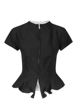 Staud Maelle Layered Wool-blend Peplum Blouse - Black