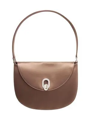 Savette Tondo Small Satin Shoulder Bag - Brown