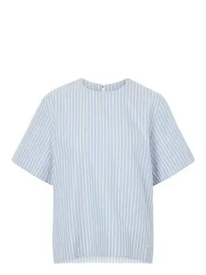 Rabanne Striped Cotton-poplin T-shirt - Blue