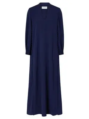 LA LIGNE Francine Button-detailed Crepe Maxi Dress - Blue