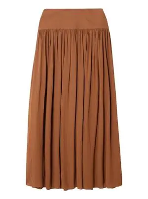 JOSEPH Santos Pinstriped Gathered Crepe Midi Skirt