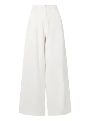 EMPORIO SIRENUSE Annisa Pleated Ramie And Linen-Blend Wide-Leg Pants
