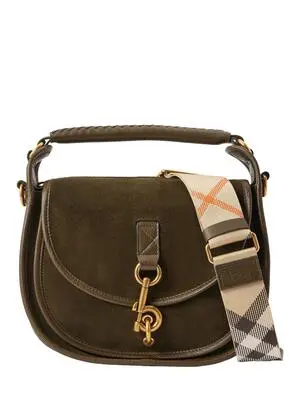 Burberry Leather-trimmed Suede Shoulder Bag - Green
