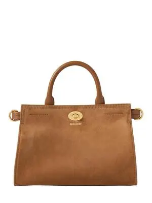 Burberry Leather-Trimmed Suede Tote Tan