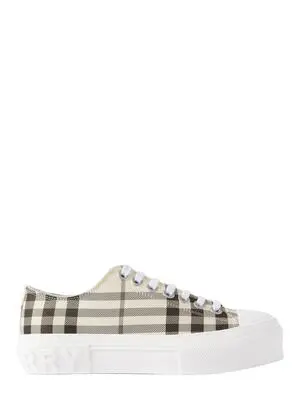 Burberry Checked Canvas Sneakers - Neutrals