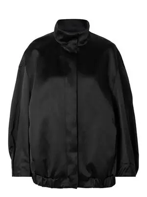 Dries Van Noten Oversized Satin Bomber Jacket - Black