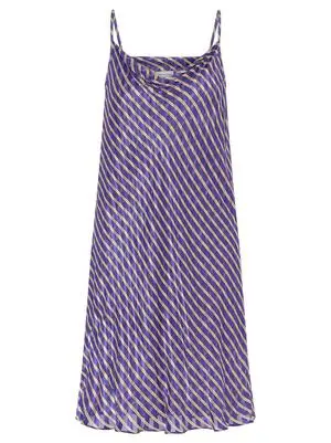 Dries Van Noten Draped Striped Satin And Chiffon Midi Dress - Purple