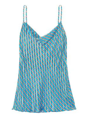 Dries Van Noten Draped Striped Devoré-satin Camisole - Blue