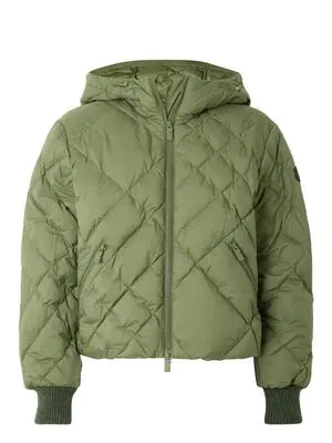 Burberry Hooded Appliquéd Leather-trimmed Quilted Shell Down Jacket - Green
