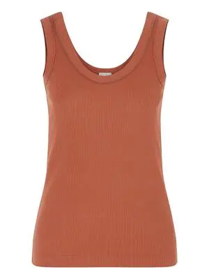 Brunello Cucinelli Ribbed Cotton-blend Tank - Orange