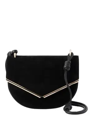 AQUAZZURA Galerie Suede Shoulder Bag - Black