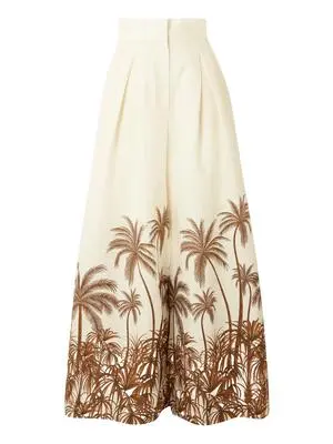 ANDRES OTALORA Desperte Printed Wide-leg Linen Pants - Brown