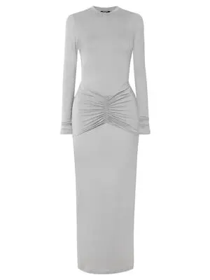 Balmain Ruched Stretch-jersey Maxi Dress - Gray