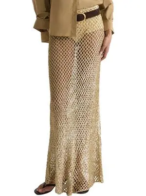 TWP Sheer Intent Sequined Netting Skirt - Olive Grey