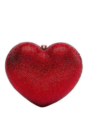Judith Leiber L'amour Petit Coeur Embellished Clutch - Red