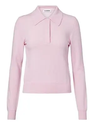 JIL SANDER Virgin Wool Polo Sweater - Pink