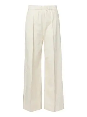 JIL SANDER Pleated Wide-leg Cotton Trousers - White