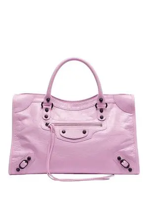 Balenciaga Le City Medium Leather Tote Bag - Pink