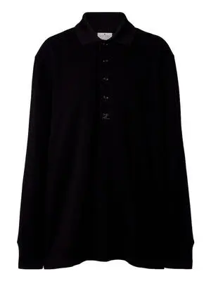 COURREGES Cotton Jersey Polo Sweater - Black