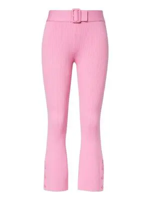 COURREGES Belted Ribbed-knit Capri Pants - Pink