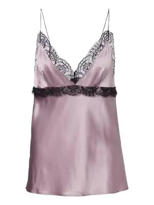 Nina Ricci Lace-trimmed Silk-blend Satin Camisole - Purple