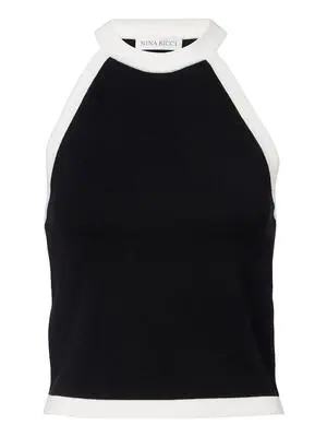 Nina Ricci Ribbed-knit Halterneck Top - Black