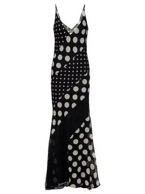 Nina Ricci Polka-dot Silk Maxi Dress - Black
