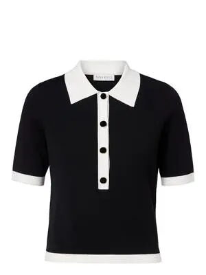 Nina Ricci Ribbed Knit Polo Shirt - Black