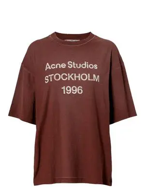Acne Studios Logo Cotton And Hemp Jersey T-shirt - Brown