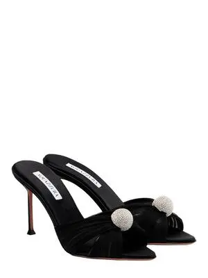 AQUAZZURA Mystery 85 Embellished Mules - Black