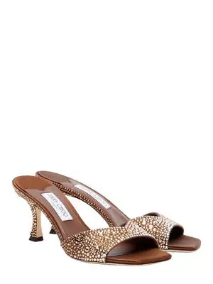 JIMMY CHOO Skye 70 Embellished Mules - Brown