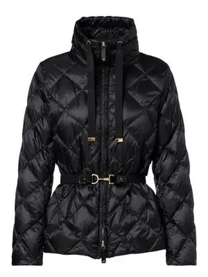 Max Mara Belted Quilted Down Jacket - Black