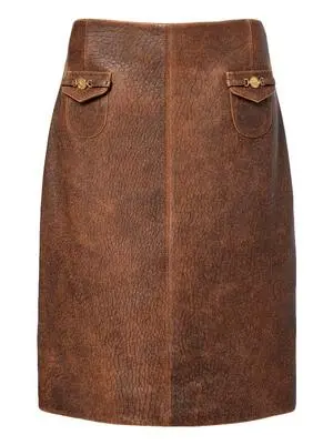 Chloé Leather Midi Skirt - Brown