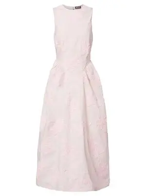 ROTATE BY BIRGER CHRISTENSEN Embroidered Floral Cotton Midi Dress - Pink